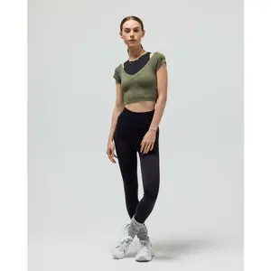 REFORMER Ribbed Cap Sleeve Cropped Top - Olive