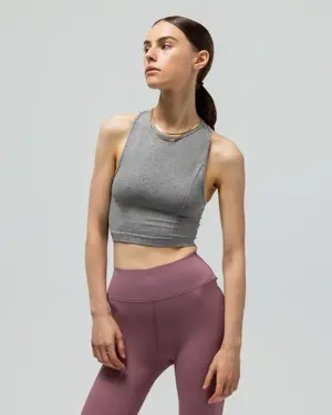 REFORMER Heather Cropped Tank - Heather Black