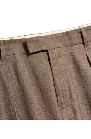 Billy Reid Pleated Cotton & Virgin Wool Dress Trousers - Brown