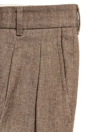 Billy Reid Pleated Cotton & Virgin Wool Dress Trousers - Brown