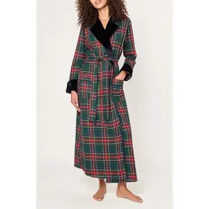 PETITE PLUME Kensington Tartan Cotton Twill Robe - Green