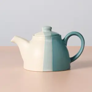 TEN THOUSAND VILLAGES Pheeka Striped Teapot - Blue Green