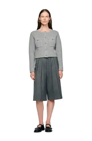 Sandro Cardigan With Contrast Stitching