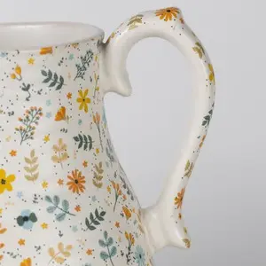 TEN THOUSAND VILLAGES Tula Floral Ceramic Pitcher
