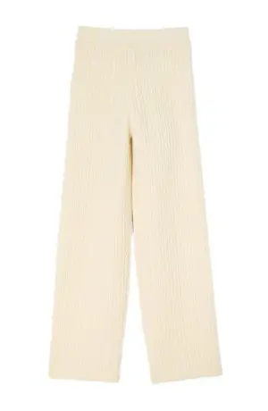 Sandro Cable Knit Straight Leg Trousers - Ecru
