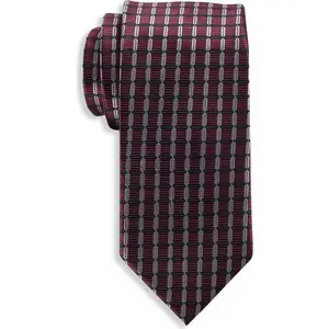 OAK HILL BY DXL Grid Patterned Neck Tie - Burgundy