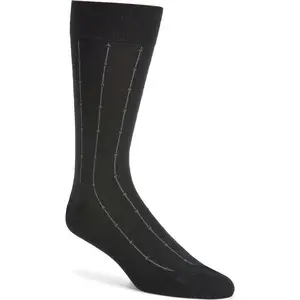 Pantherella Botolph Vertical Mini Box Stripe Dress Socks - Black