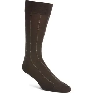 Pantherella Botolph Vertical Mini Box Stripe Dress Socks - Chocolate