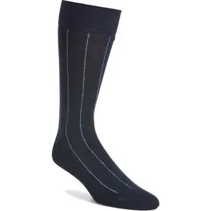 Pantherella Botolph Vertical Mini Box Stripe Dress Socks - Navy