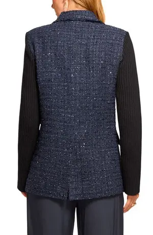 Ramy Brook Elsa Rib Sleeve Tweed Blazer