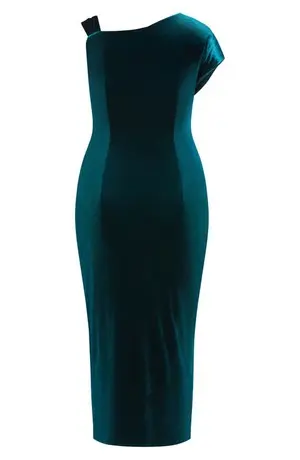 City Chic Vivi Asymmetric Velour Sheath Dress