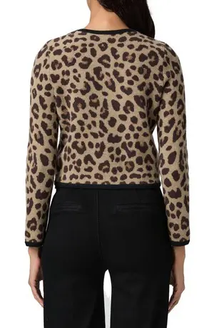 Paige Oberon Leopard Spot Crop Merino Wool Cardigan