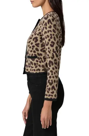 Paige Oberon Leopard Spot Crop Merino Wool Cardigan