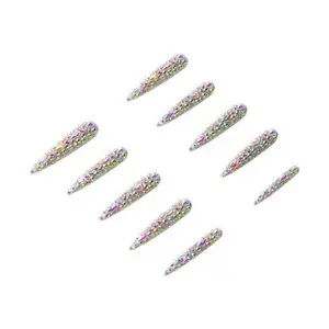 3H NAILS Diamond Dust Luxury Handmade Press On Nails - Metallic Silver