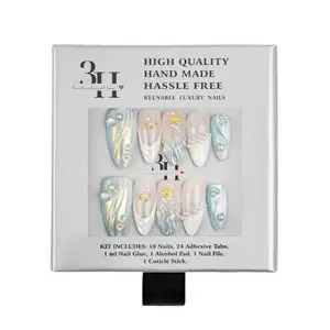3H NAILS Starry Dreams Luxury Handmade Press On Nails - Soft Blue