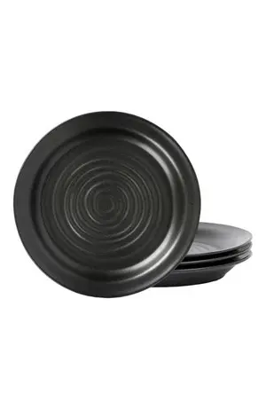 STONE + LAIN Orbit Stoneware 4-piece Dinner Plate Set - Charcoal