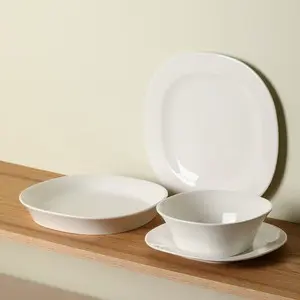 STONE + LAIN Quadro Porcelain 4-piece Dinner Plate Set