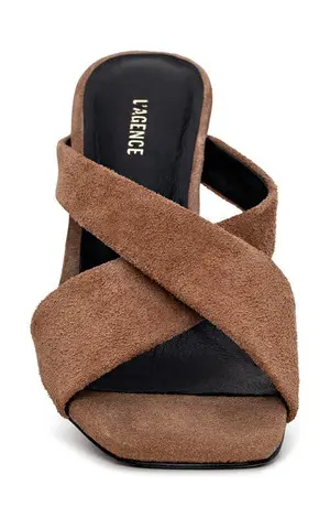 L'Agence Mirabelle Suede Slide Sandals - Sand Suede