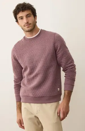 Marine Layer Corbet Quilted Crewneck Sweatshirt - Plum Steel