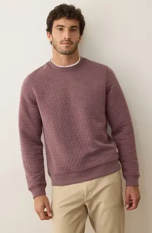 Marine Layer Corbet Quilted Crewneck Sweatshirt - Plum Steel