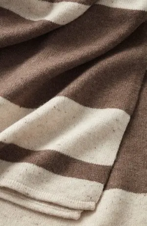 Nordstrom Stripe Wool & Cashmere Throw Blanket - Beige Oatmeal Multi