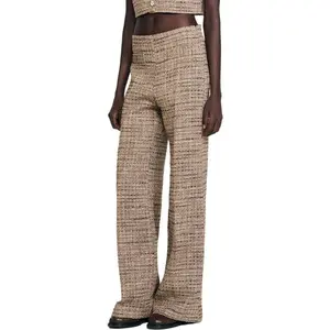 Sandro Decorative Tweed Wide-leg Trousers - Brown
