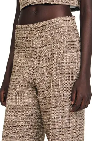 Sandro Decorative Tweed Wide-leg Trousers - Brown