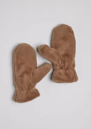 Hat Attack Faux Fur Mittens Taupe