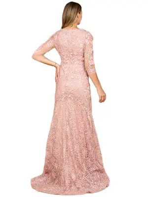 LARA NEW YORK Lace Mermaid Gown With Rhinestone Embellishments