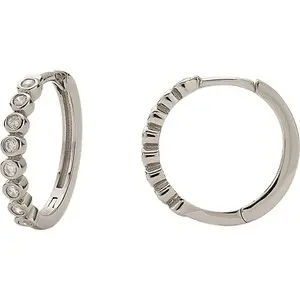 MADE BY MARY Poppy Cubic Zirconia Hoop Earrings - Silver