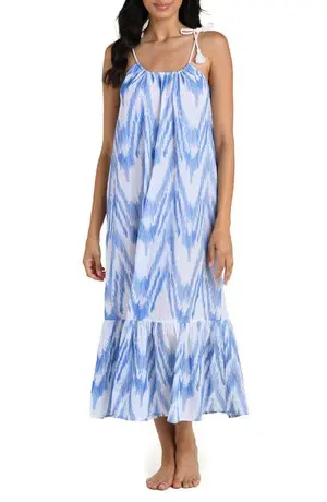 La Blanca Tidal Wave Tie Shoulder Maxi Dress - Lapis