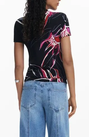 Desigual Floral Ribbed T-shirt