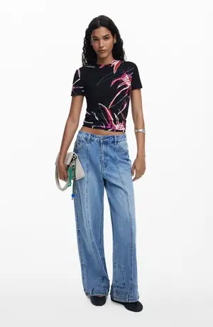 Desigual Floral Ribbed T-shirt