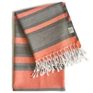 ECO HILANA Samara Gray Turkish Towel - Orange