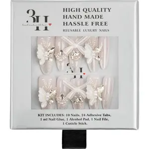 3H NAILS Ethereal Wings Luxury Handmade Press On Nails - Powder