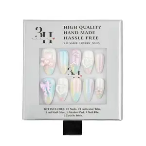 3H NAILS Pastel Aura Luxury Handmade Press On Nails - Multicolor Pastel