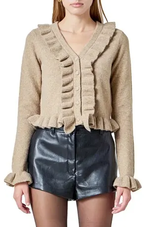 Endless Rose Ruffle Trim Crop Cardigan