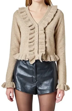 Endless Rose Ruffle Trim Crop Cardigan