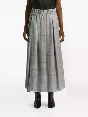 Peserico Checked-pattern Pleated Maxi Skirt - Grey