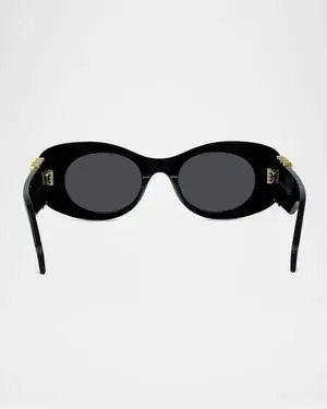 Loewe Anagram 49mm Oval Sunglasses - Shiny Black