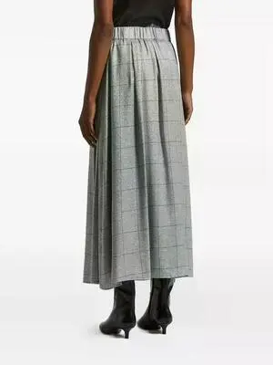 Peserico Checked-pattern Pleated Maxi Skirt