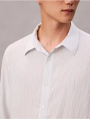 Calvin Klein Stripe Viscose Blend Relaxed Button-down Shirt - Diaphonous