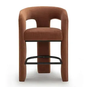 TOV FURNITURE Malone Performance Chenille Counter Stool - Rust