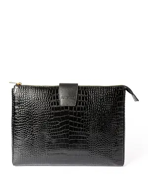 F & W STYLE Layla Embossed Leather Laptop Case - Black