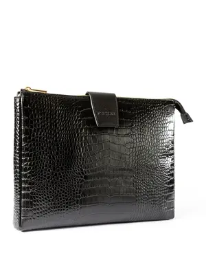 F & W STYLE Layla Embossed Leather Laptop Case - Black