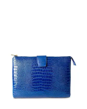 F & W STYLE Layla Embossed Leather Laptop Case Blue