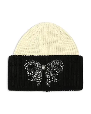 Kurt Geiger Belgravia Bow Beanie - Black Bone