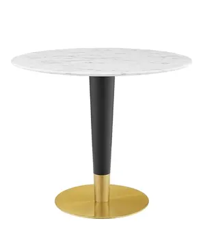 MODWAY Zinque 36 Artificial Marble Dining Table - Gold White