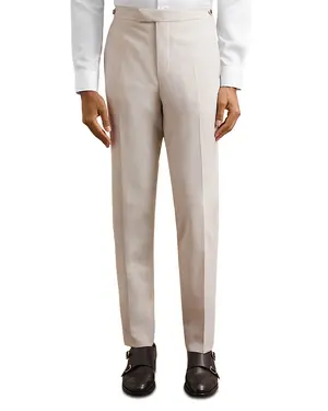 REISS Textured Slim-fit Suit Pants - Stone