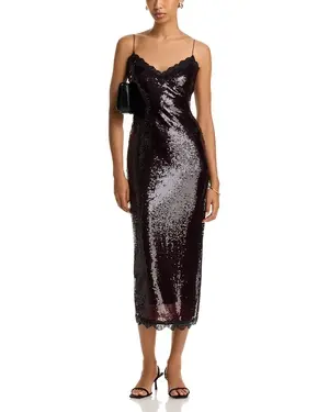 LoveShackFancy Verelith Sequined Slip Dress